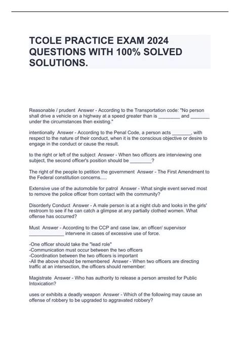 Tcole Practice Exam 2024 Questions With 100 Solved Solutions Tcole Stuvia Us
