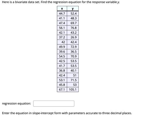 Solved Here Is A Bivariate Data Set Find The Regression Chegg