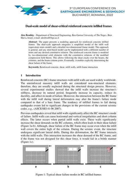 Pdf Dual Scale Model Of Shear Critical Reinforced Concrete Infilled Frames