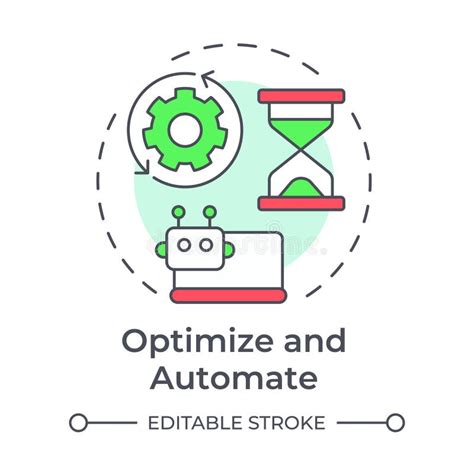 Optimize And Automate Multi Color Concept Icon Stock Illustration