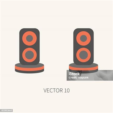 일반 평면 벡터 컴퓨터 부품 아이콘 오디오 스피커 색상 만화입니다 디지털 게임 및 비즈니스 사무실 Pc 데스크톱 장치입니다 혁신 가제트입니다 사운드입니다 일러스트 레이 션