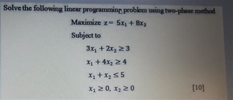 Solved Solve The Following Linear Programming Problem Using