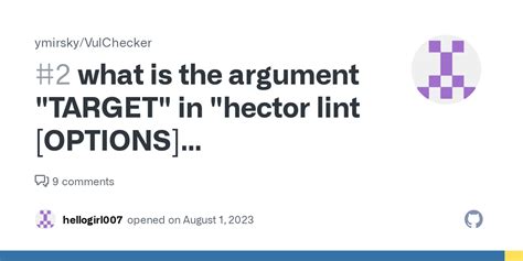 What Is The Argument Target In Hector Lint Options Sourcedir Target Modeldir · Issue