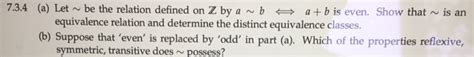 Solved A Let Be The Relation Defined On Z By A B A Chegg Com