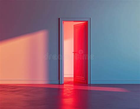 Exit Door And White Walls Inside A Room Stock Illustration Illustration Of Technology Neon