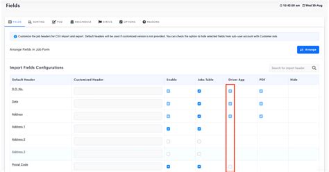 How To Display Hide Fields In The Job Table Detrack