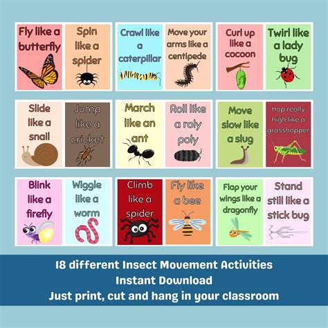 Insect Themed Movement Cards Movement Breaks Physical Activity Perfect For The Classroom