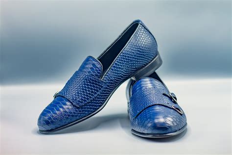 Blu Python Doppia Fibbia Beaudelaire Il Calzolaio