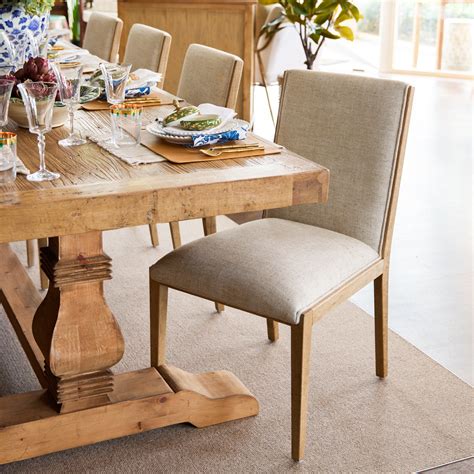 Harper Oak Dining Chair Natural Linen And Cotton Upholstered Chair