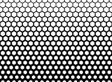 Abstract Geometric Black And White Graphic Halftone Hexagon Pattern Background Stock Vector