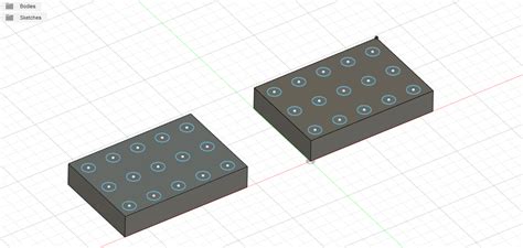 hole pattern does not copy across multiple bodies in fusion