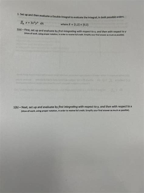 Solved Set Up And Then Evaluate A Double Integral To Chegg Com