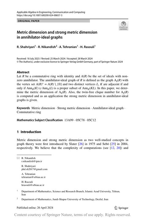 Metric Dimension And Strong Metric Dimension In Annihilator Ideal Graphs Request Pdf