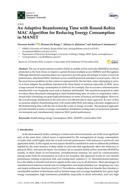 pdf an adaptive beamforming time with round robin mac algorithm for reducing energy