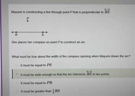 Solved Mayumi Is Constructing A Line Through Point P That Is