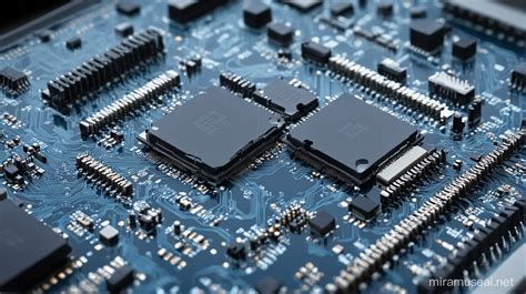 Stylized Electronics Central CPU With Surrounding SMD Components On A Tilted Background With
