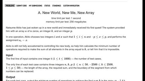 A New World New Me New Array Codeforces Div3 Problemsolving Youtube