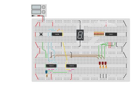 Circuit Design Contatore Sincrono A Tre Bit Con Visualizzazione A Display 7 Segmenti Tinkercad