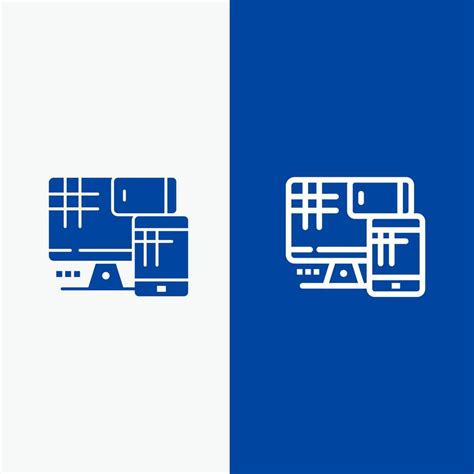 Computer Monitor Cell Education Line And Glyph Solid Icon Blue Banner