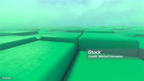 3d 추상 큐브 비디오 게임 기하학적 모자이크 파도 패턴 녹색 블록을 사용하여 언덕 풍경의 건설 0명에 대한 스톡 사진 및 기타 이미지 Istock