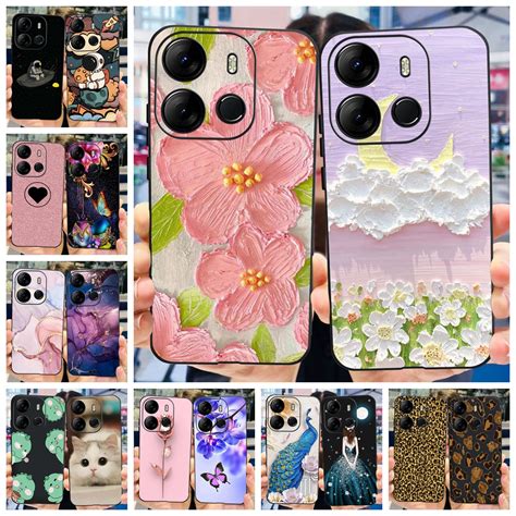 Soft Case For Tecno Spark Go 2023 Pop 7 Pro Casing Bf7 Bf7h Bf7n Stylish Flower Phone Cover