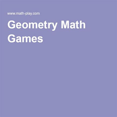 Geometry Math Games