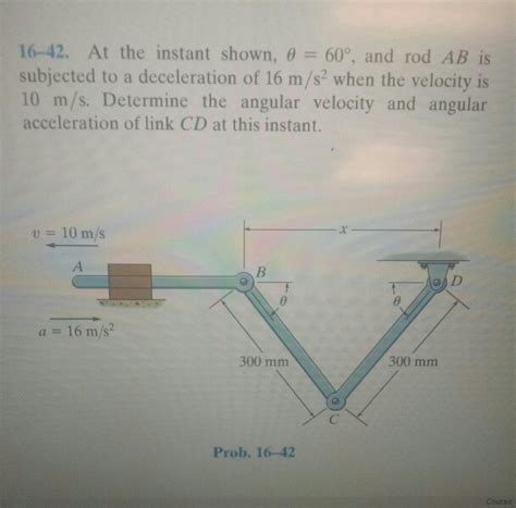 Solved 16 42 At The Instant Shown θ 60° And Rod Ab Is