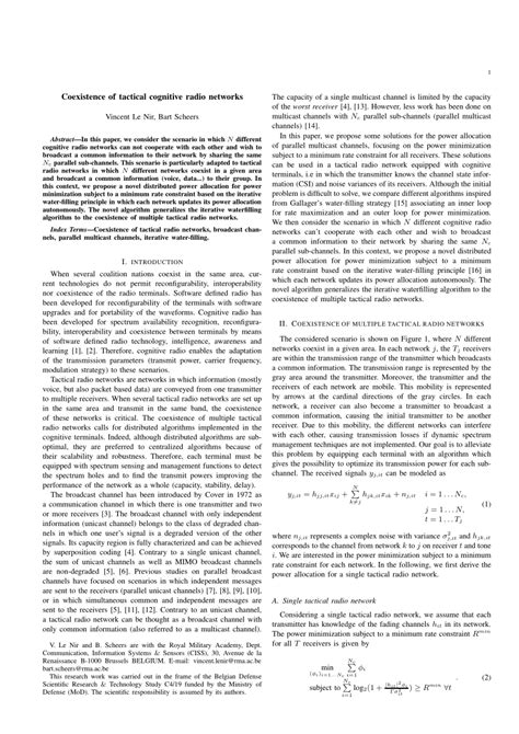 Pdf Coexistence Of Tactical Cognitive Radio Networks