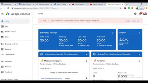 Google Adsense Verify Your Identity YouTube