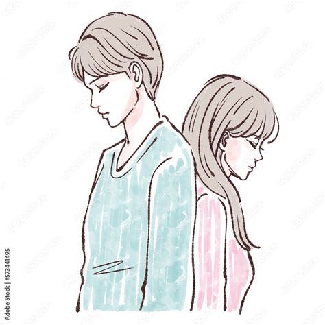 Illustrazione Stock 喧嘩破局別れ離婚離別別居さよなら不仲悲しみ悲しいカップルイラスト素材