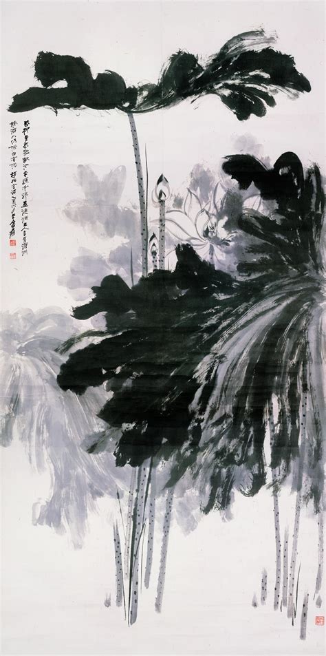 张大千 墨荷图赵松雪诗句立轴纸本166X82 5cm国画超高清大图原图扫描真迹全图书画图片下载