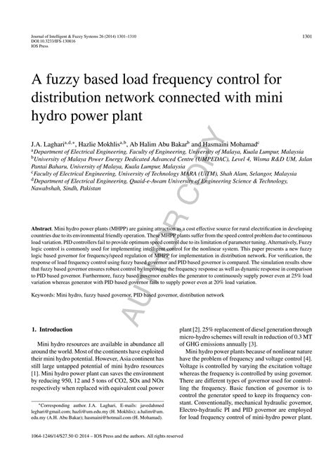 Solution 2014 420 A Fuzzy Based Load Frequency Control For Distribution Network Connected With