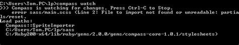 Css Compiling With Compass File To Import Not Found Or Unreadable