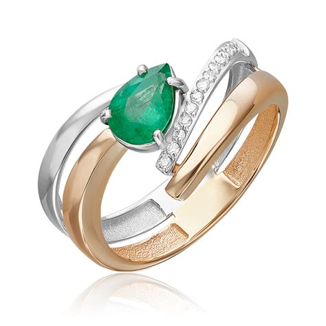 Кольцо из комбинированного золота с изумрудом и бриллиантами 01 5745 00