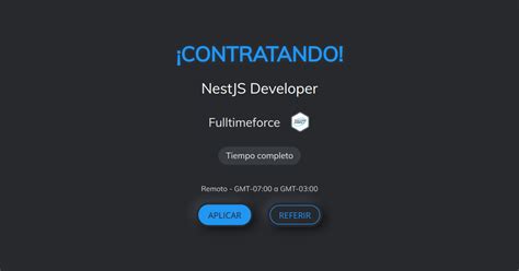 Nestjs Developer En Fulltimeforce Torre