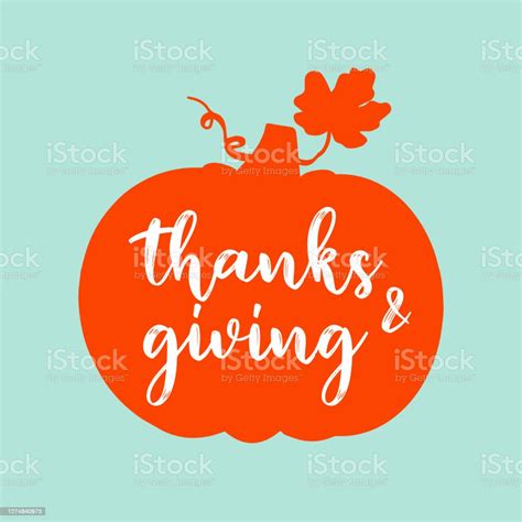손으로 그린 감사와 엽서 가을 아이콘 로고 또는 배지에 대한 실루엣으로 호박 인용을 주는 추수감사절 축하 편지 계절에 대한 스톡 벡터 아트 및 기타 이미지 Istock