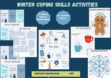 Coping Skills Worksheets Winter Theme Depression Anxiety Mental