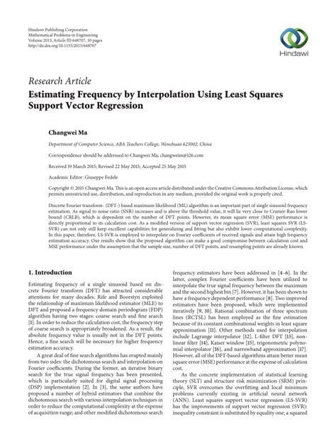 Pdf Estimating Frequency By Interpolation Using Least Squares Support