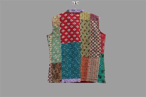 Handmade Vintage Silk Kantha Jacket Reversible Patch Gem