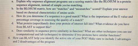 Solved A Explain Why Sequence Alignment Programs Use A