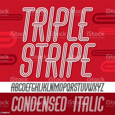 벡터 자본 현대 알파벳 문자 세트입니다 트렌디 한 기울임꼴 응축 글꼴 Z에 스크립트는 아트 포스터 제작에 사용할 수 있습니다 트리플 스트라이프 장식으로 제작되었습니다 컴퓨터