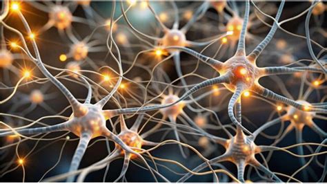 An Abstract Representation Of Brain Neurons With Colorful Glowing Synapses Connecting Premium