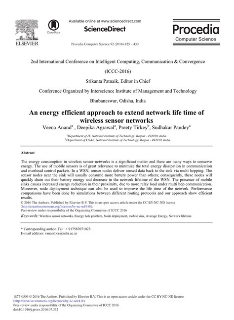 Pdf An Energy Efficient Approach To Extend Network Life Time Of Wireless Sensor Networks