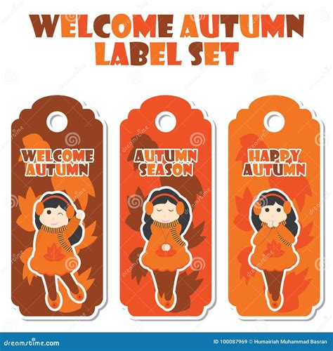 Cute Girls On Mapple Leaves Background Cartoon Illustration Stock