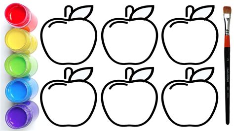 사과 그림 그리고 색칠하며 색깔을 배워 보아요 색칠놀이 색상배우기 쉬운 그림 그리기 Youtube