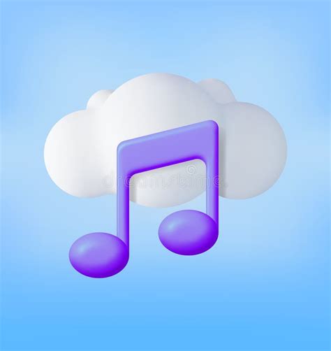 3d Music Note In Cloud Render Streaming Music Stock Vector