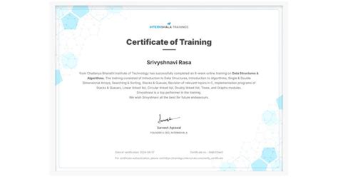 Successfully Completed The Data Structures And Algorithms Training From