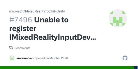 Unable To Register Imixedrealityinputdevicemanager Service With A Null