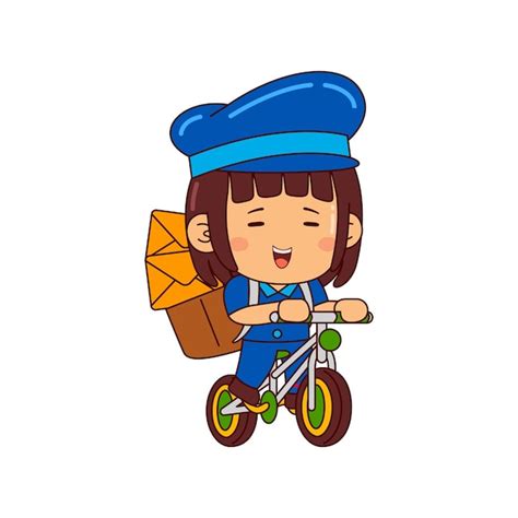 Premium Photo Cute Postman Girl Cartoon Character