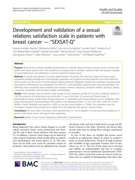 Pdf Development And Validation Of A Sexual Relations Satisfaction